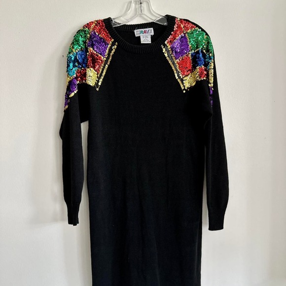 Other | Dresses | Vintage Rave Black Knit Dress | Poshmark